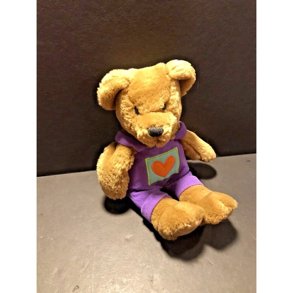 Hallmark | Toys | Vintage Hallmark Teddy Bear Purple Overalls With ...
